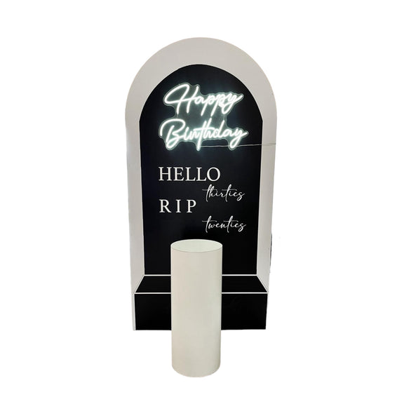 Custom Oval Backdrop (4x8ft Backdrop, Neon Sign, White Pedestal ...
